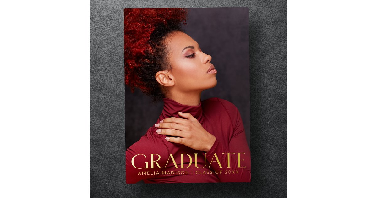 Elegant Regal Classy Grad Photo Announcement Card | Zazzle