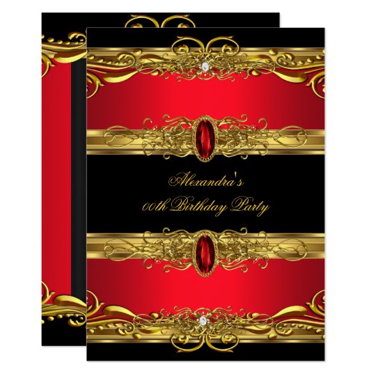 Elegant Regal Red Black Gold Birthday Party Invitation | Zazzle.com