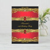 Elegant Regal Red Black Gold Birthday Party Invitation | Zazzle