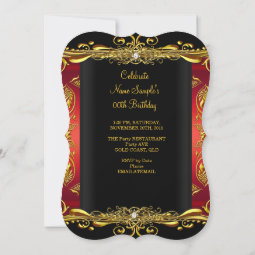 Elegant Regal Red Black Gold Queen Birthday Party Invitation | Zazzle