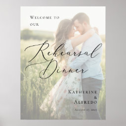 Elegant Rehearsal Dinner photo welcome Poster | Zazzle