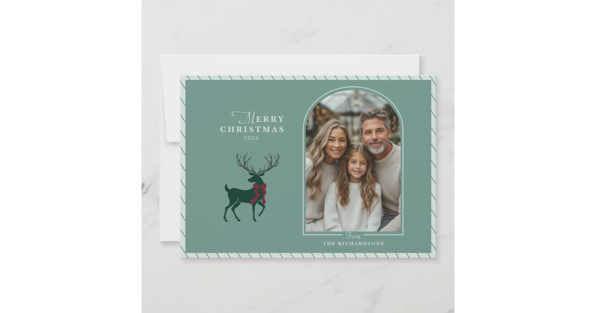 Elegant Reindeer Arch Photo Christmas Card | Zazzle