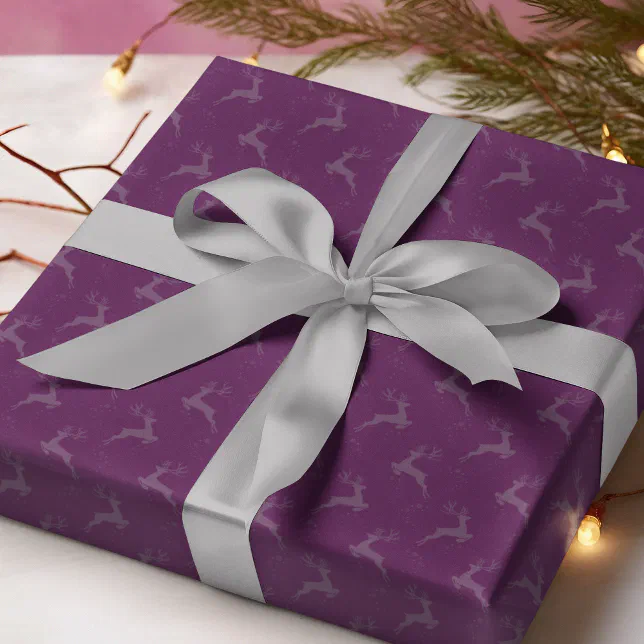 Elegant Reindeer Purple Monotone Christmas Wrapping Paper | Zazzle