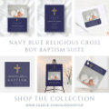 Elegant Religious Cross Navy Blue Boy Baptism Envelope | Zazzle
