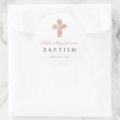 Elegant Religious Pink Floral Cross Baptism Classic Round Sticker | Zazzle