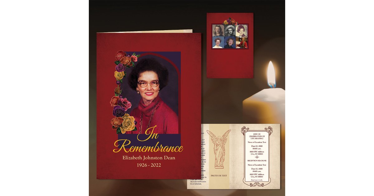 Elegant Remembrance Death Photo Announcement | Zazzle