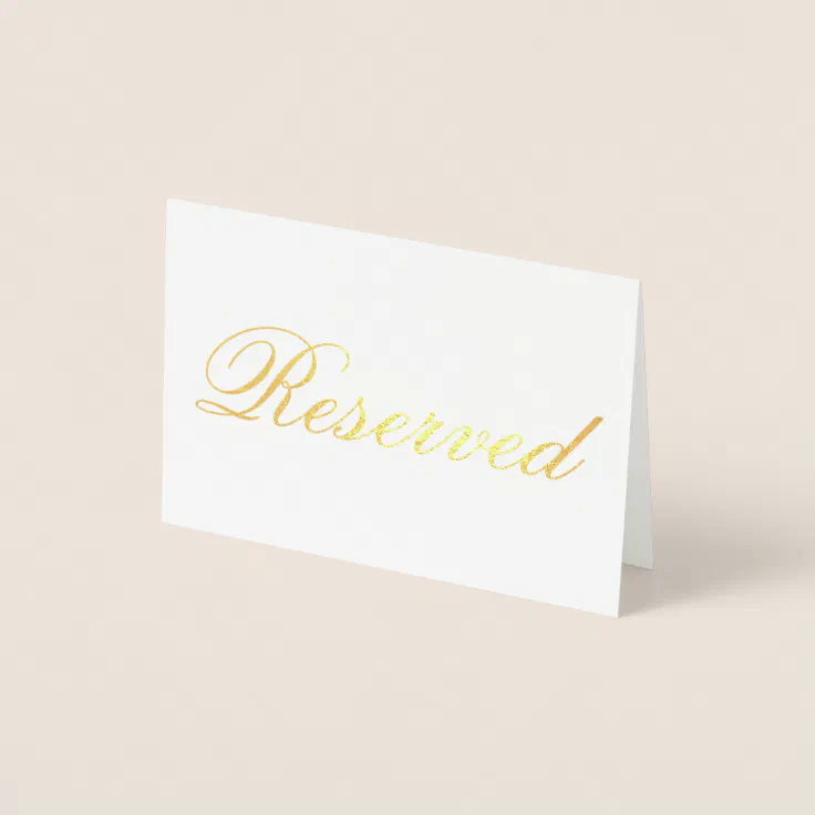 Elegant Reserved Gold Foil Table Card | Zazzle