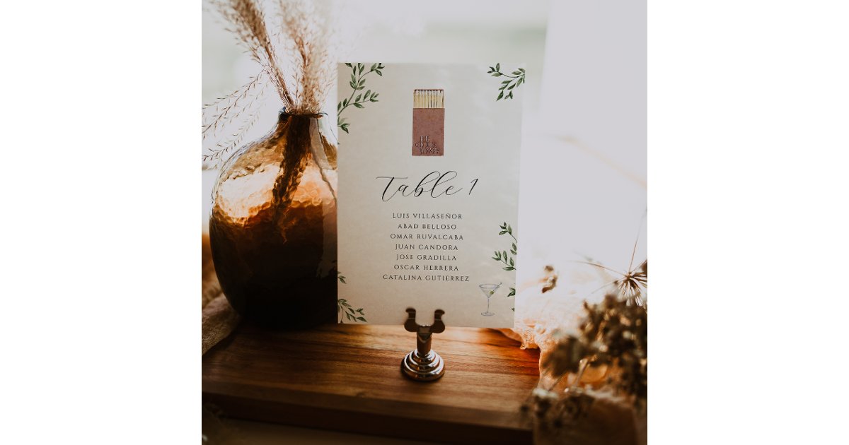 Elegant Restaurant Matchbook Illustration Wedding Table Number | Zazzle