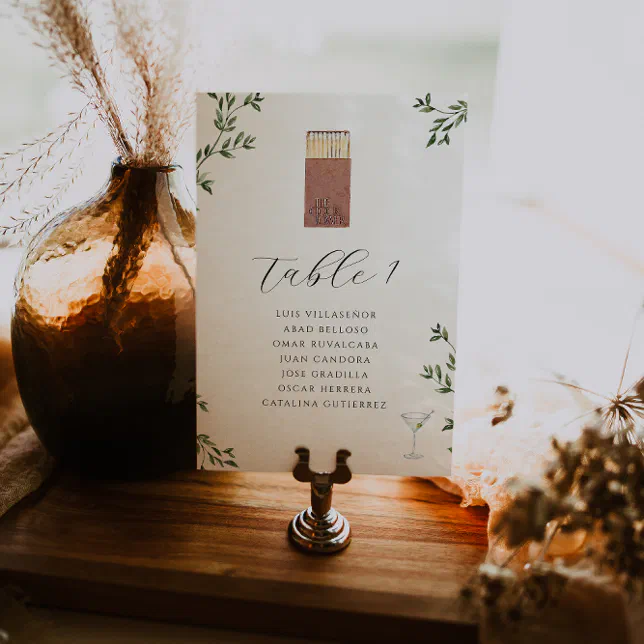 Elegant Restaurant Matchbook Illustration Wedding Table Number | Zazzle