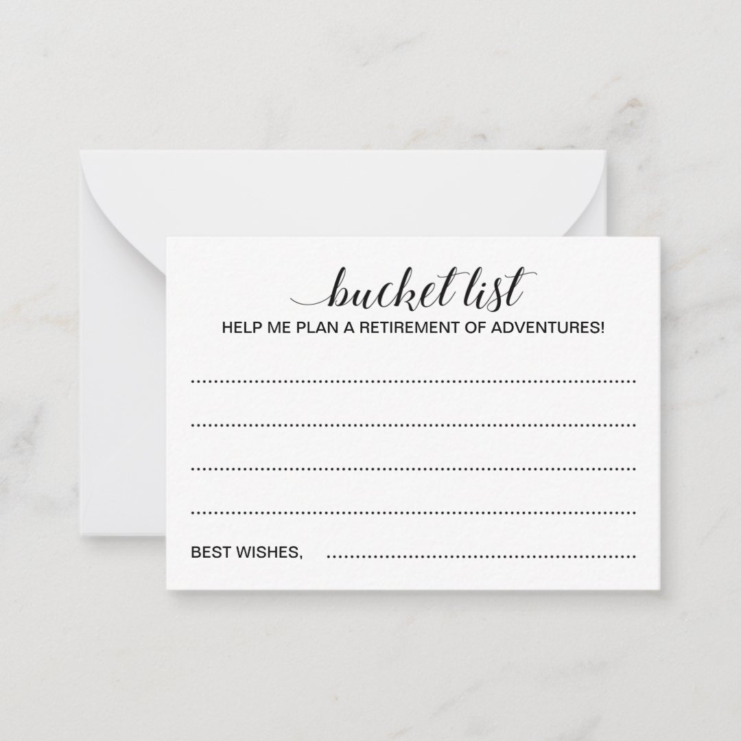 Elegant Retirement Bucket List Ideas Guest Book Advice Card | Zazzle