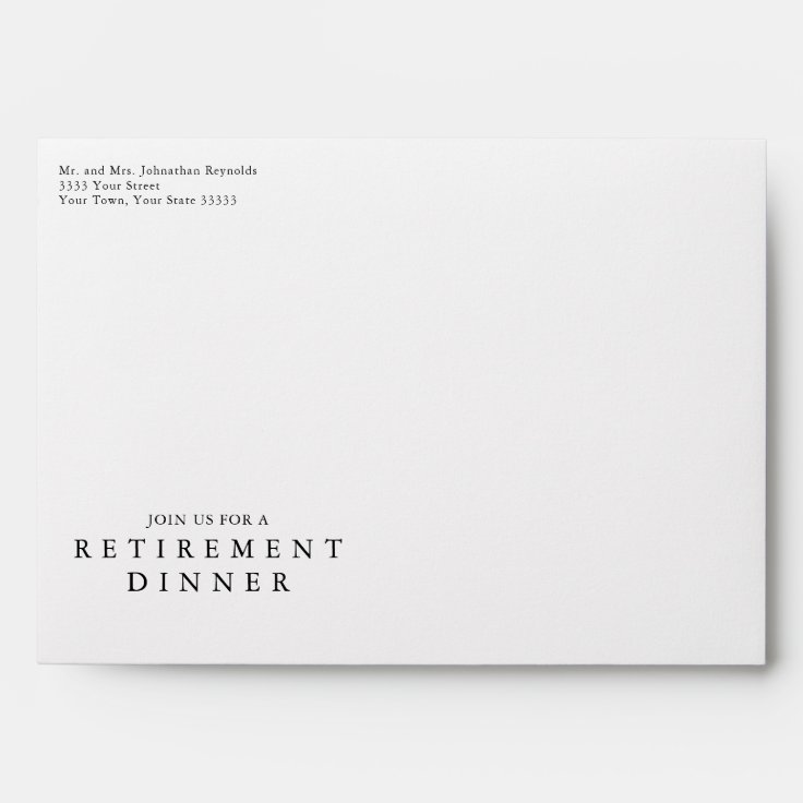Elegant Retirement Dinner Invitation Envelope | Zazzle