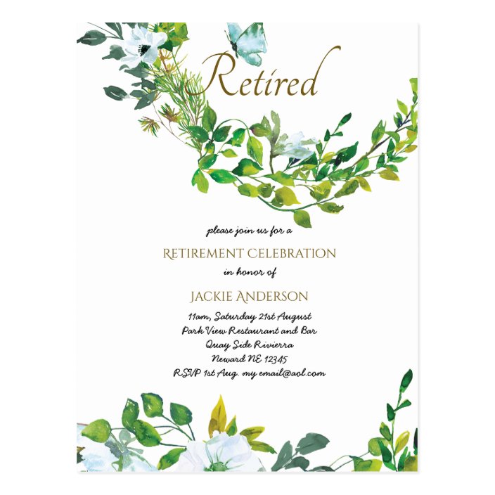 Elegant RETIREMENT Invitations Botanical Floral | Zazzle.com