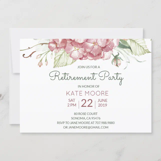 Elegant Retirement Party Floral Invitation | Zazzle