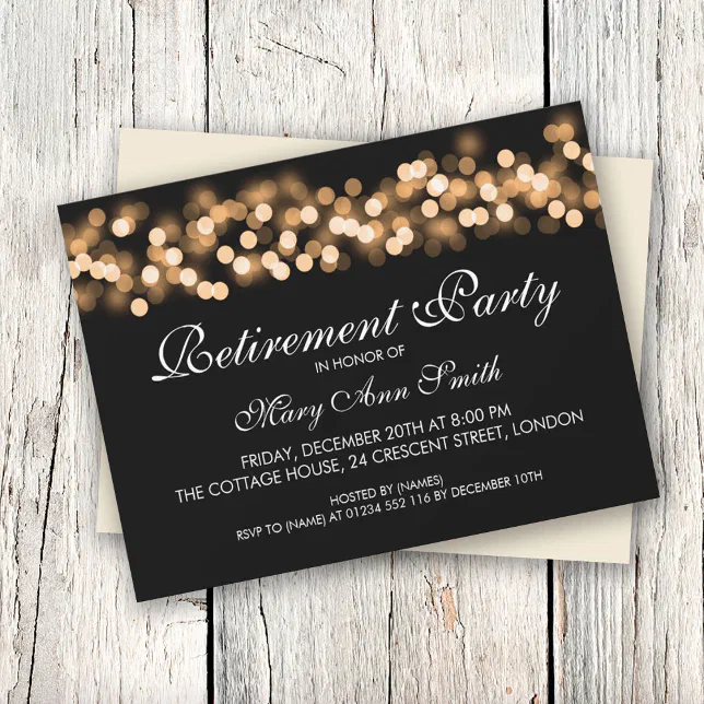 Elegant Retirement Party Gold Hollywood Glam Invitation | Zazzle