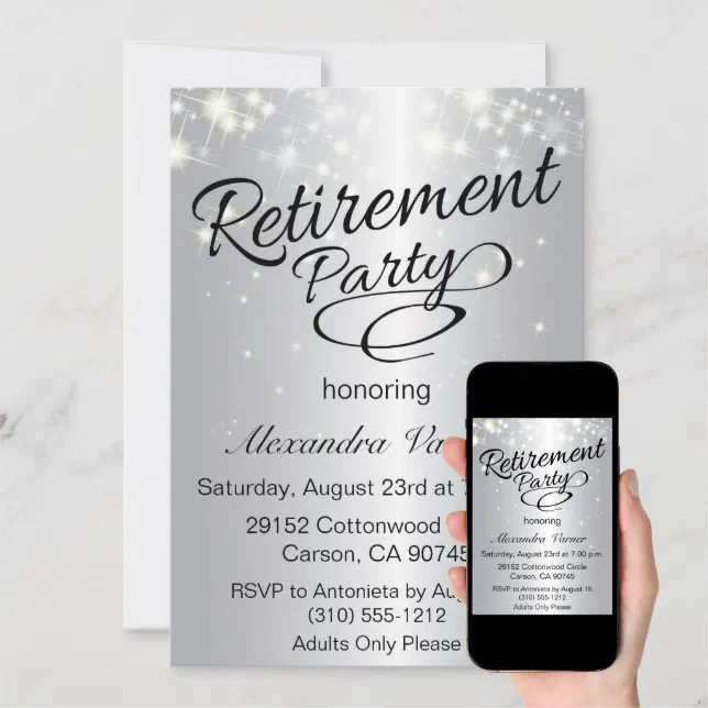 Elegant Retirement Party Invitation - Silver | Zazzle Elegant Retirement Party Invitation - Silver | Zazzle