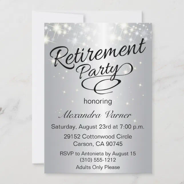 Elegant Retirement Party Invitation - Silver | Zazzle