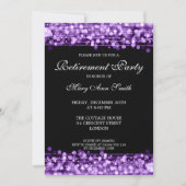 Elegant Retirement Party Purple Sparkles Invitation | Zazzle