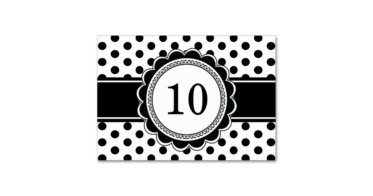 Elegant Retro Black White Polka Dot Table Numbers | Zazzle