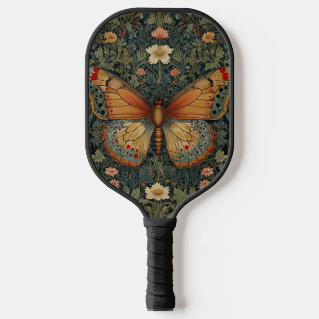 Elegant retro boho butterfly botanical greenery pickleball paddle | Zazzle
