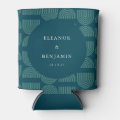Elegant Retro Chic Arch Teal Blue Custom Wedding Can Cooler | Zazzle