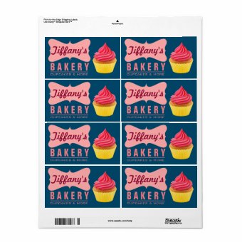 Elegant Retro Cute Cake Shop Pink Cupcake Bakery Label | Zazzle