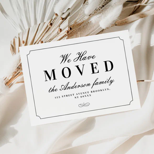 elegant retro look frame new address moving postcard | Zazzle