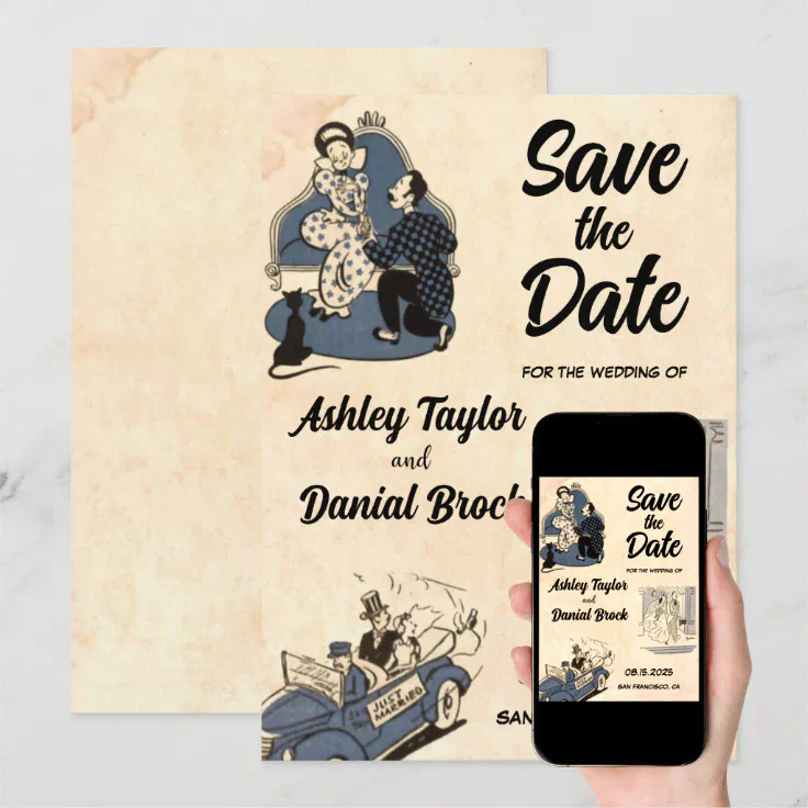 Elegant Retro Old Romantic Wedding Save the Date Invitation | Zazzle