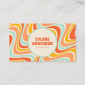 Elegant Retro Orange Blue QR Code Boho Chic Groovy Business Card | Zazzle