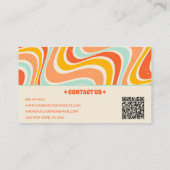 Elegant Retro Orange Blue QR Code Boho Groovy Business Card | Zazzle