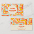 Elegant Retro Orange Blue Yellow 70s Boho Groovy Business Card | Zazzle