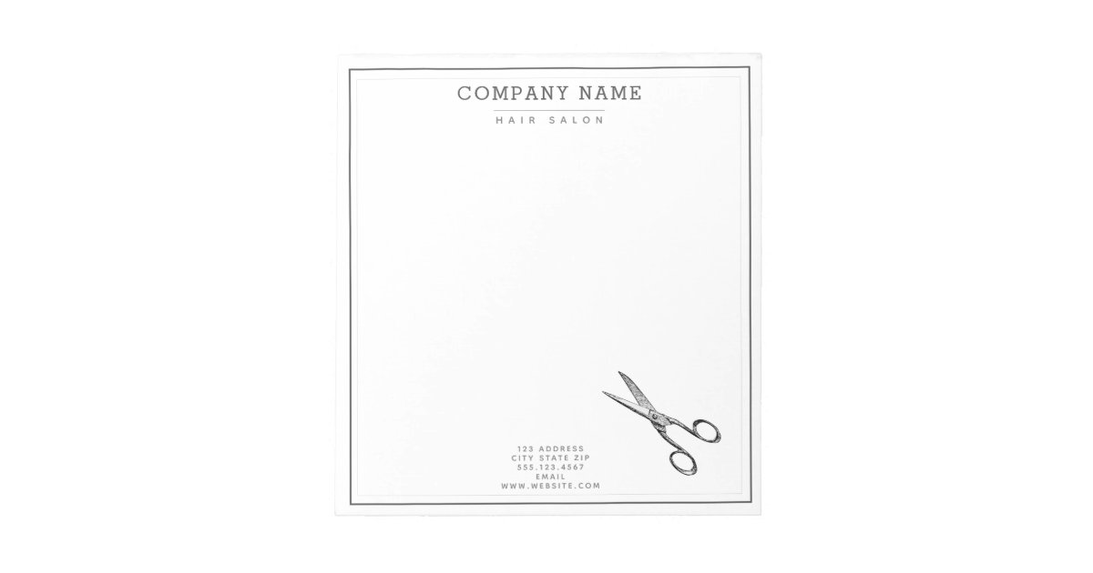 Elegant Retro Scissors - Minimal Hairsalon Notepad | Zazzle