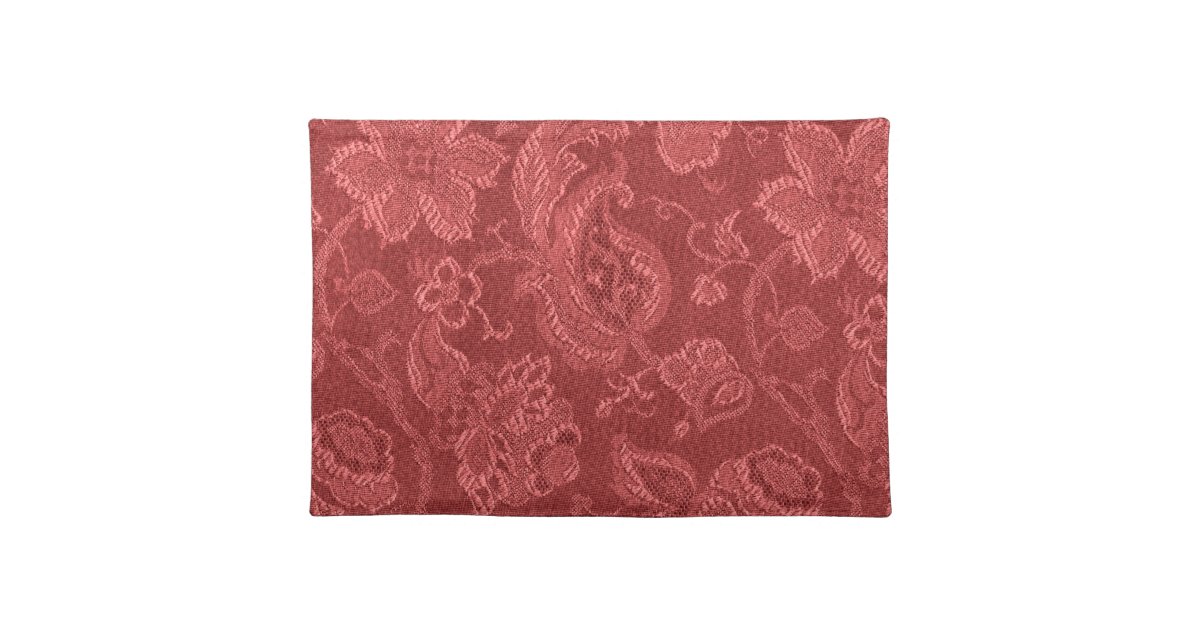 Elegant Retro Vintage Floral Cranberry Placemats | Zazzle