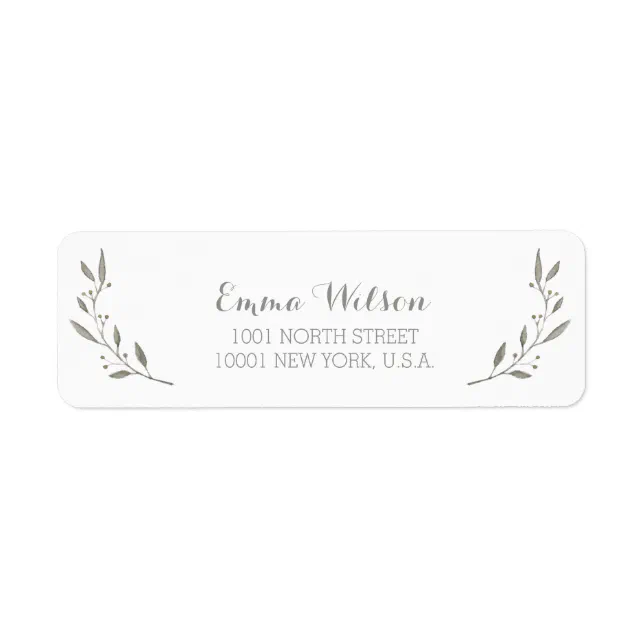 Elegant Return Address Labels Grey Floral | Zazzle