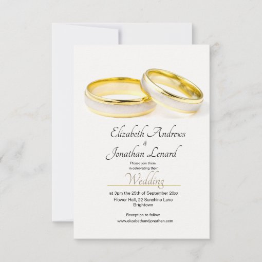 Elegant Rings Simple Wedding Invitation | Zazzle
