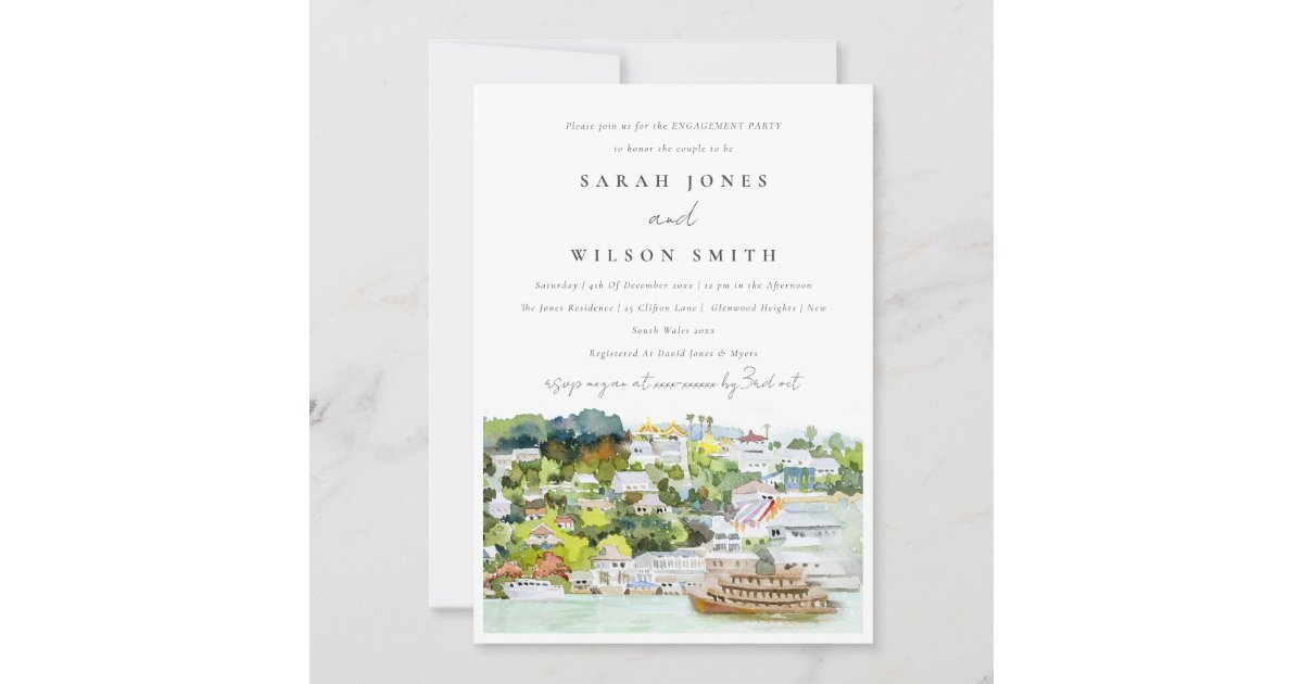Elegant River Cruise Country Landscape Engagement Invitation | Zazzle