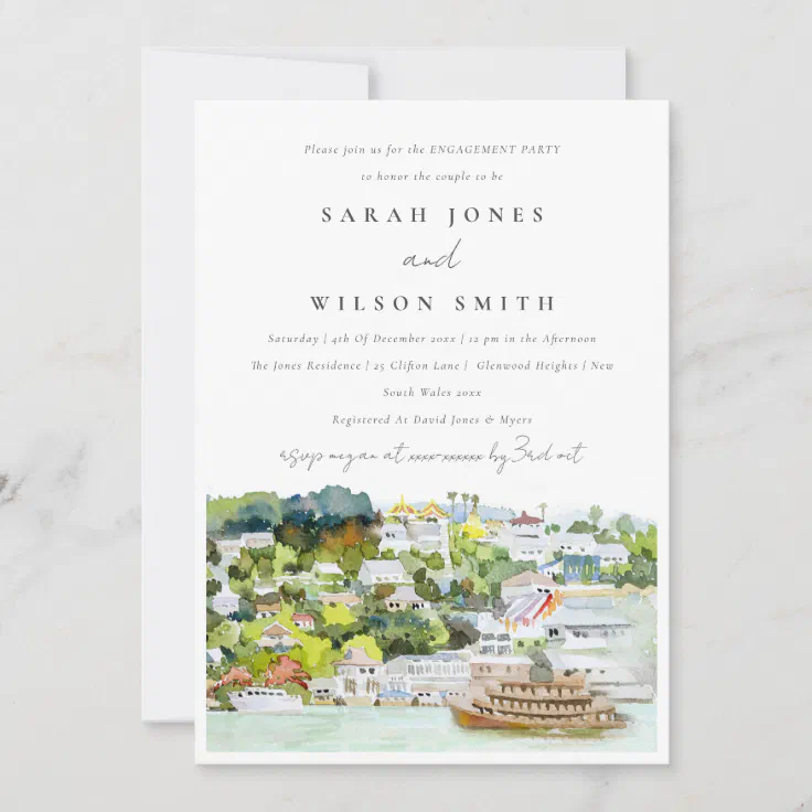 Elegant River Cruise Country Landscape Engagement Invitation | Zazzle