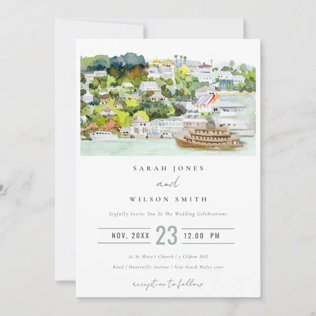 Elegant River Cruise Country Landscape Wedding Invitation | Zazzle
