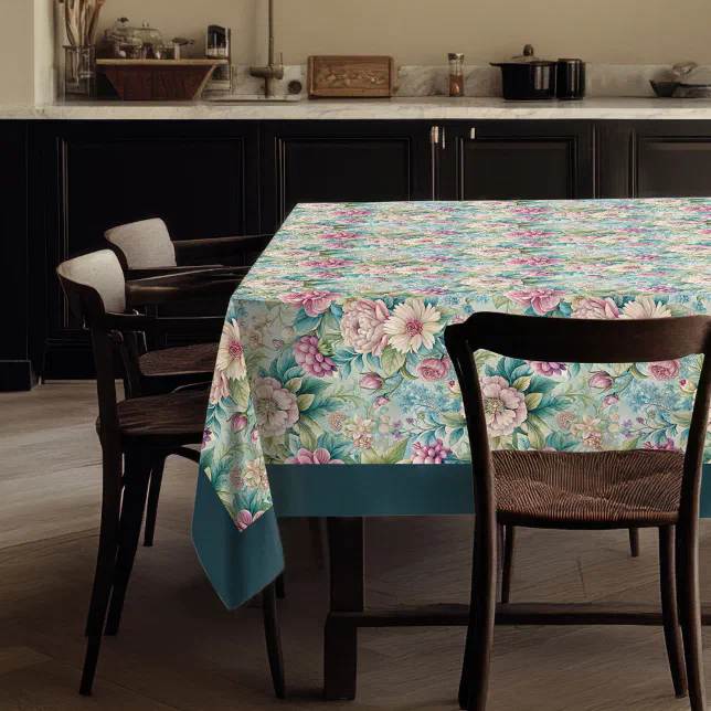 Elegant Rococo Floral Ornate Botanical Patterns Tablecloth | Zazzle