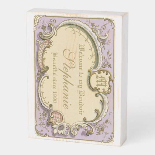 Elegant Rococo Frame French Boudoir Gold Lilac Wooden Box Sign | Zazzle