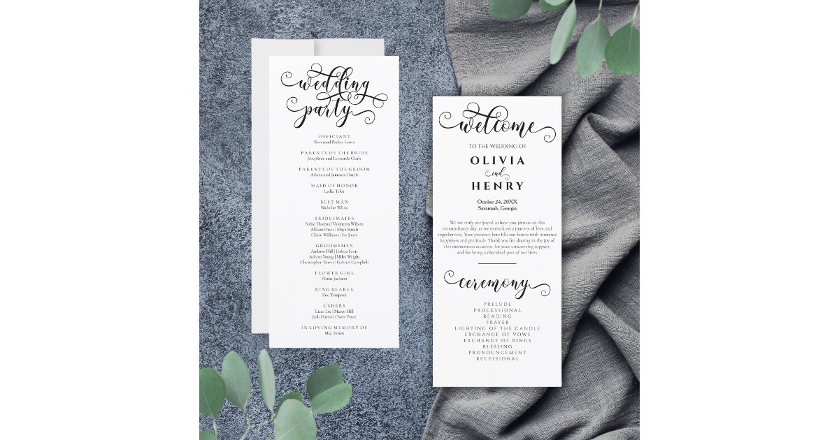 Elegant Romantic Calligraphy Wedding Program | Zazzle