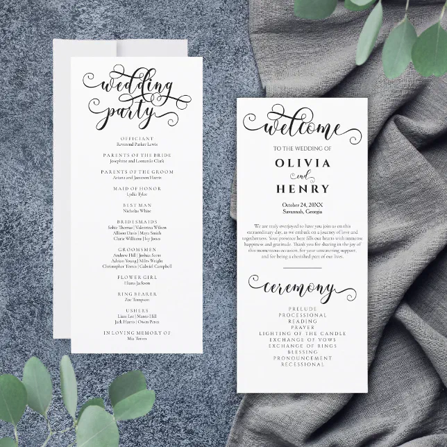 Elegant Romantic Calligraphy Wedding Program | Zazzle
