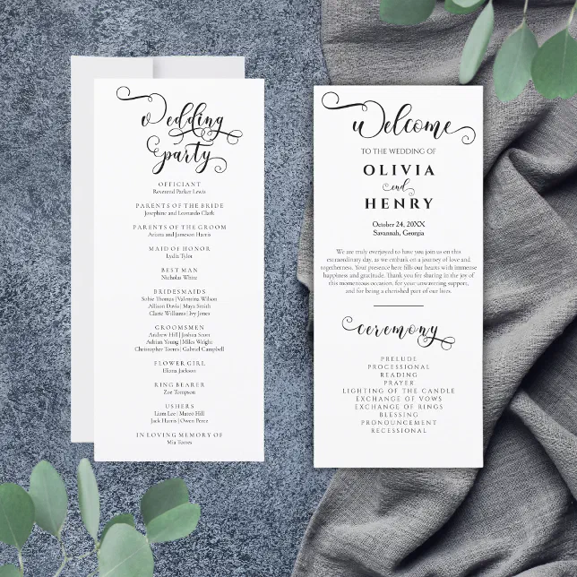Elegant Romantic Calligraphy Wedding Program | Zazzle