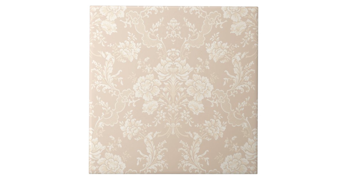 Elegant Romantic Chic Floral Damask-Cream Ceramic Tile | Zazzle