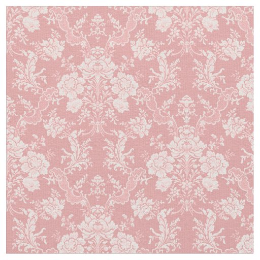 Elegant Romantic Chic Floral Damask-Pastel Pink Fabric | Zazzle