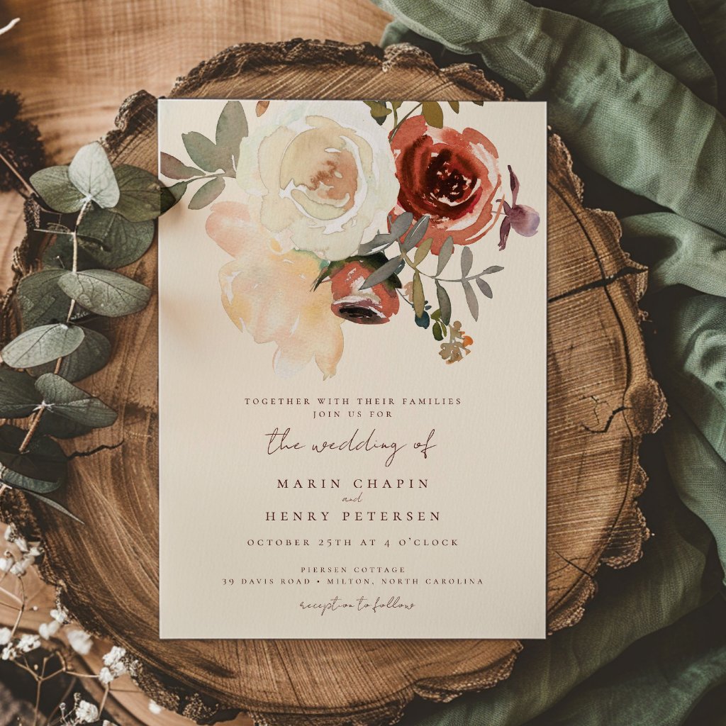 Rustic Fall Autumn Inspired Wedding Invitations | Fall Wedding Colors ...