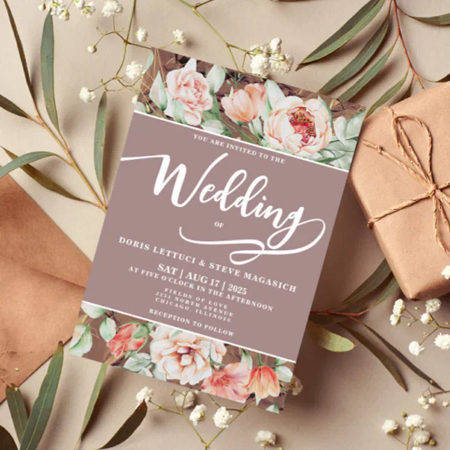 Elegant Romantic Floral Wedding Invitation | Zazzle