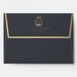 Elegant Romantic Gold Monogram Classy Wedding Envelope | Zazzle