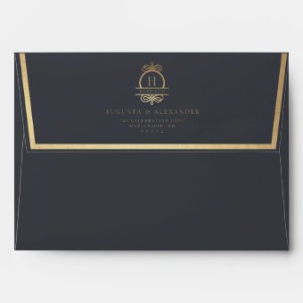 Elegant Romantic Gold Monogram Classy Wedding Envelope | Zazzle