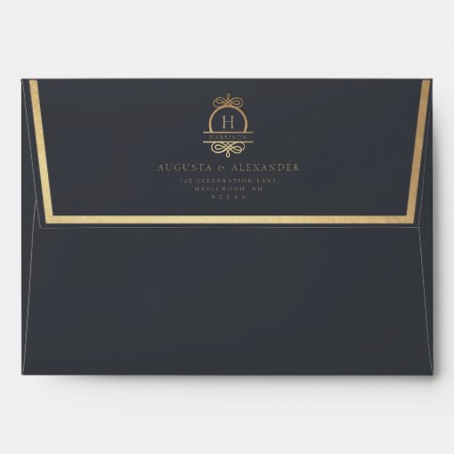 Elegant Romantic Gold Monogram Classy Wedding Envelope | Zazzle