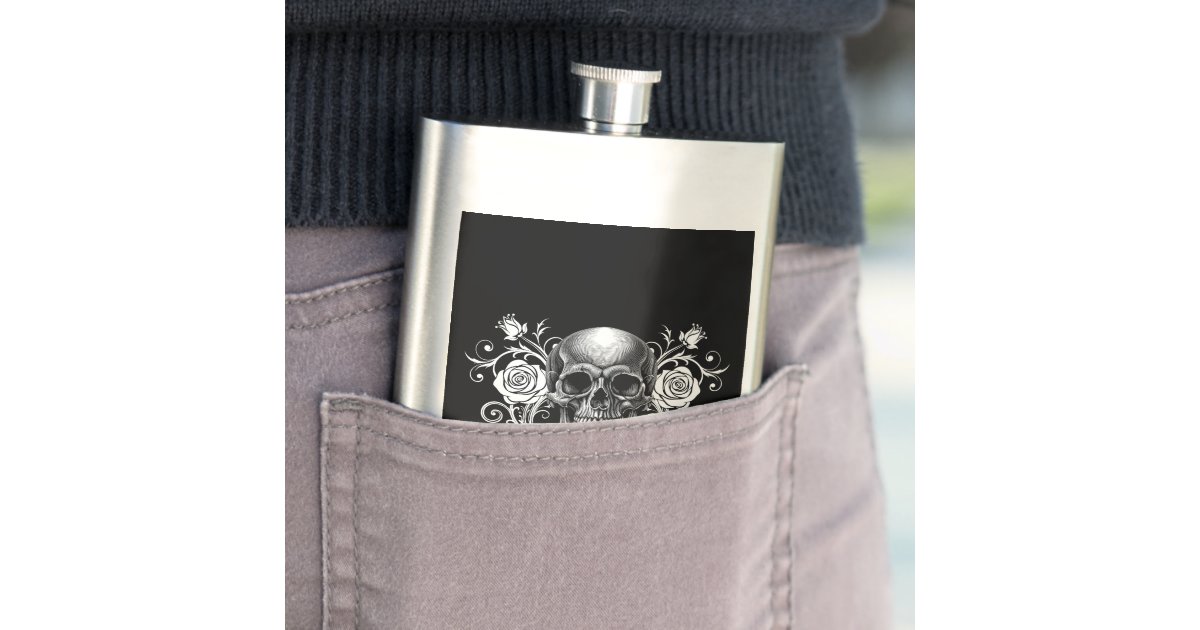 Elegant, Romantic Goth Flask | Zazzle